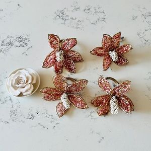 Pier 1 | Dining | Pier Beaded Hibiscus Napkin Rings Set | Poshmark